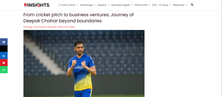 From Cricket Pitch to BusineDeepak Chahar’s Entrepreneurial Journey ...